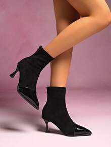 Elegantes botas de tacón alto y tobillo estilo francés de otoño ...