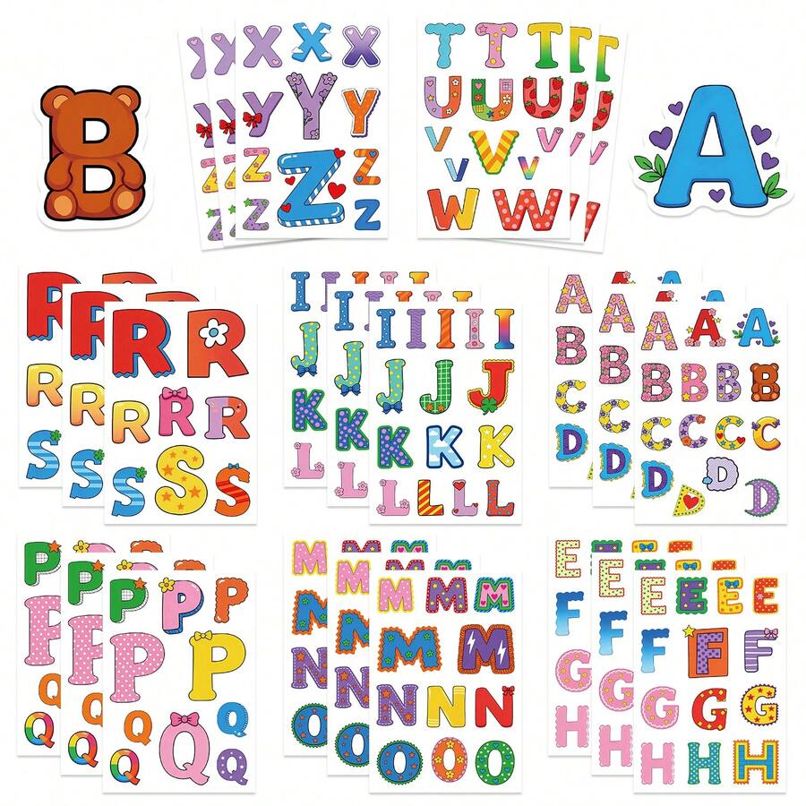 8pcs English Alphabet Sticker DIY Color Cartoon Drawing Puzzle Letter ...