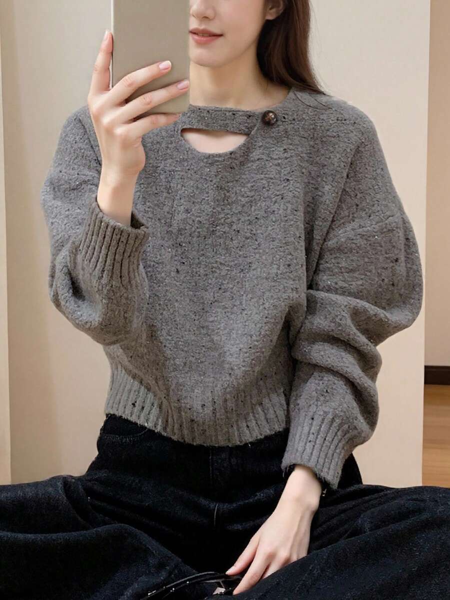 Alicedudu Jersey de cuello redondo con diseño coreano para mujer, otoño/invierno | Mode de Mujer ...