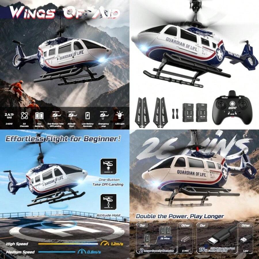 dffDEERC Helicoptero RC para adultos helicoptero de control remoto ...
