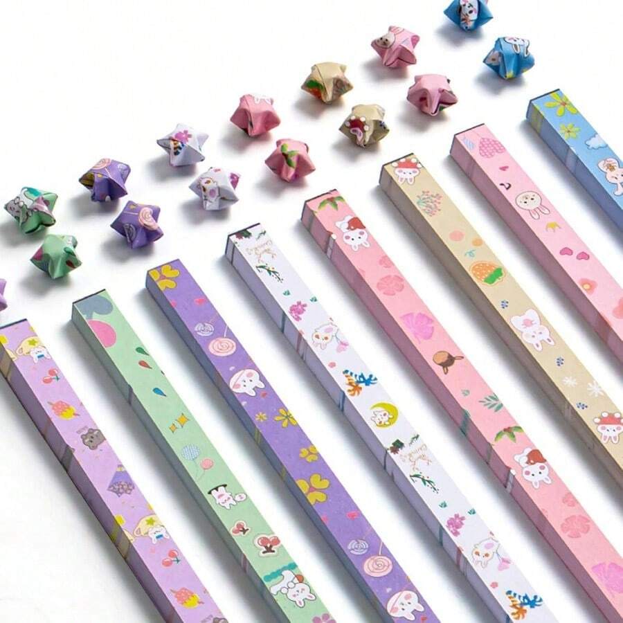 520 Sheets Flash Origami Paper Strips Different Styles Glitter Lucky ...