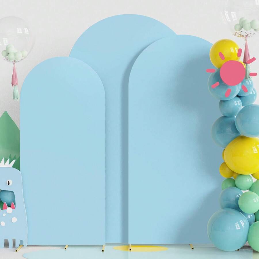 5ft, 6ft, 6.6ft, 7.2ft Light Blue Arch Backdrop, 2 Sides Spandex ...