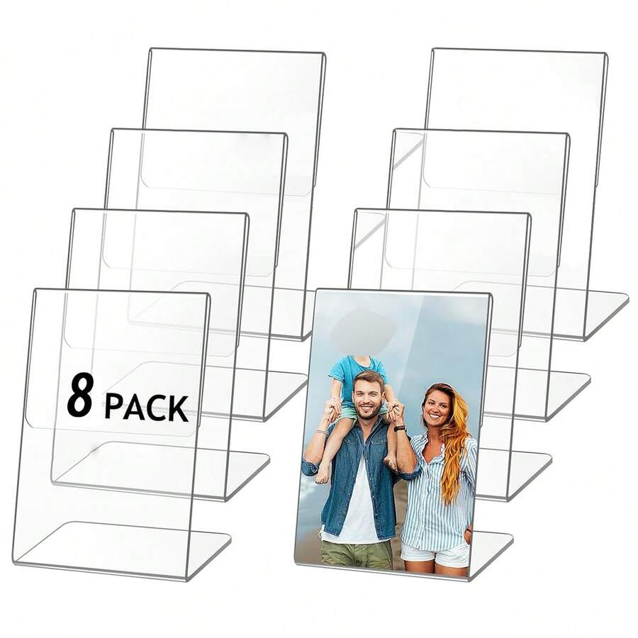 8-Pack Transparent Acrylic Menu Stands - 3-Inch Tilt Photo Frame Stands ...