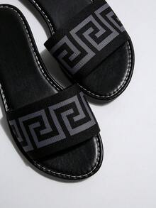 Damen geometrisches Muster Flache Sandalen für den täglichen Gebrauch ...