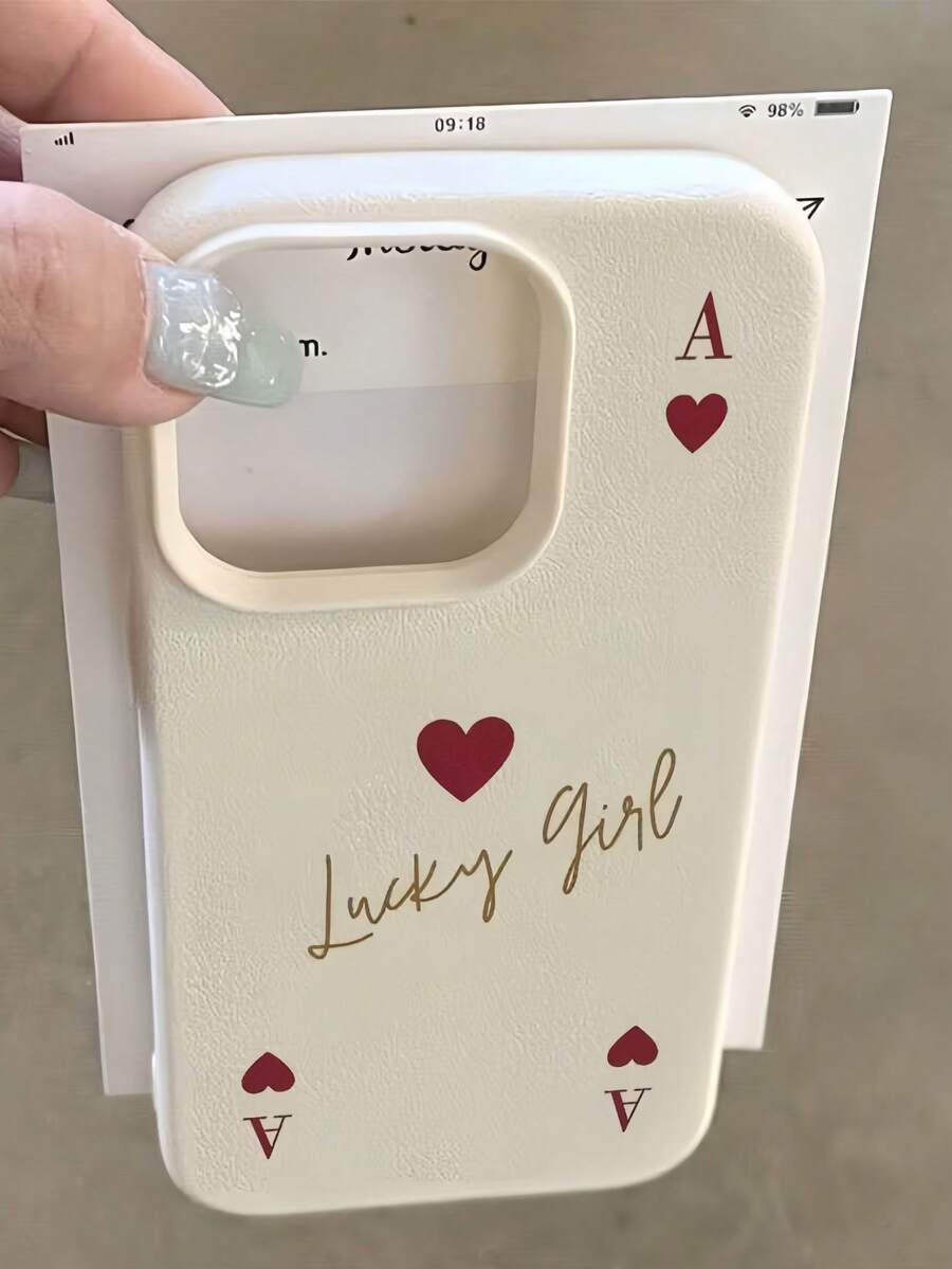 1pc Poker Spade A Painted Pattern Litchi Texture Matte Anti-Fall TPU ...