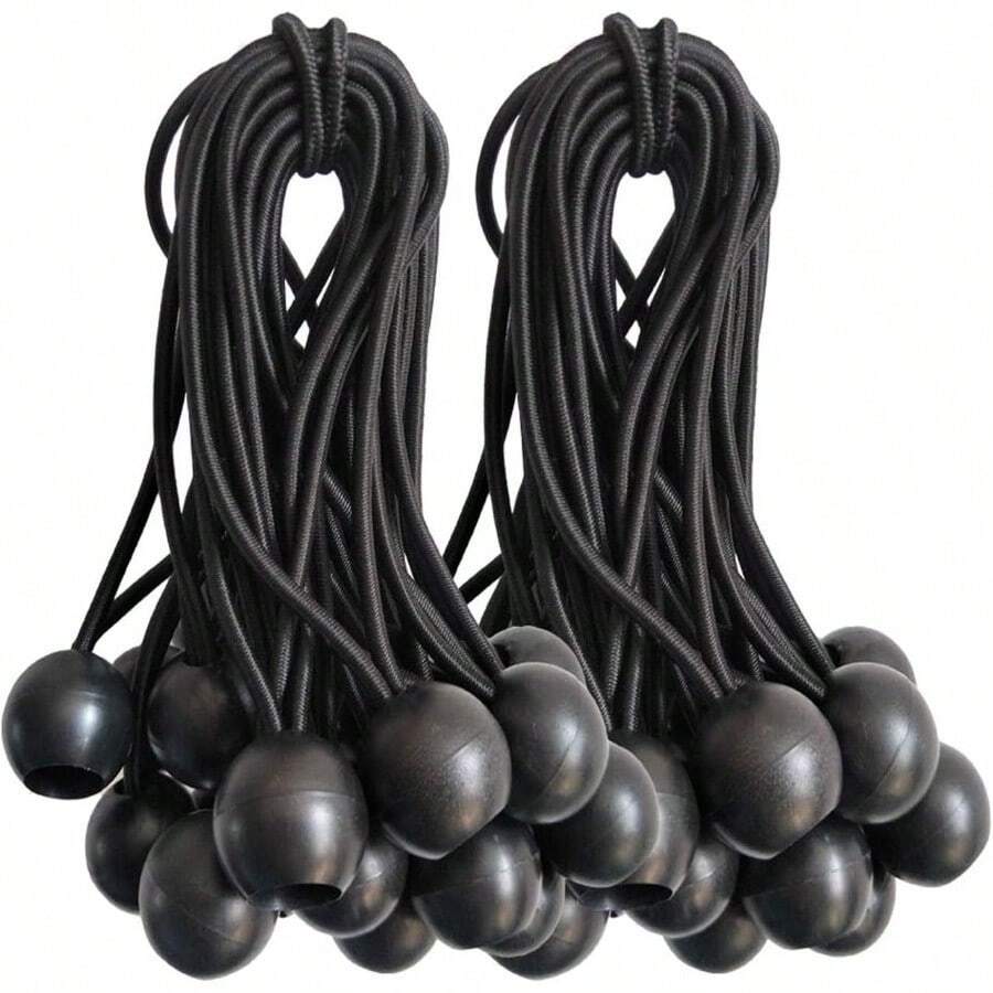 XZGB Ball Bungee Cords 50 Packs 6Inch Black Tie Down Cords For Tarp ...