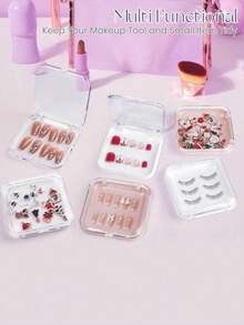 Clear Press-Type Nail Storage Boxes, Transparent Plastic Fake Nail ...