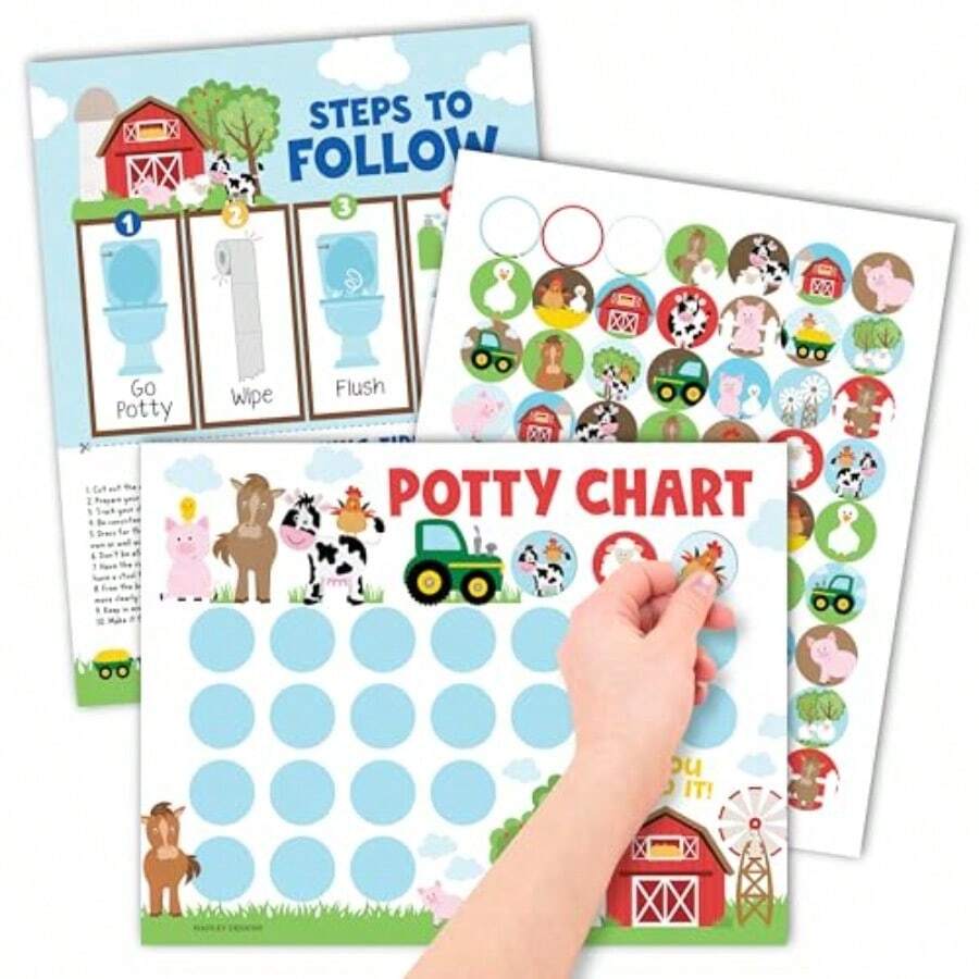 WSXC Farm Animals Sticker Chart For Potty Training Chart For Toddlers ...