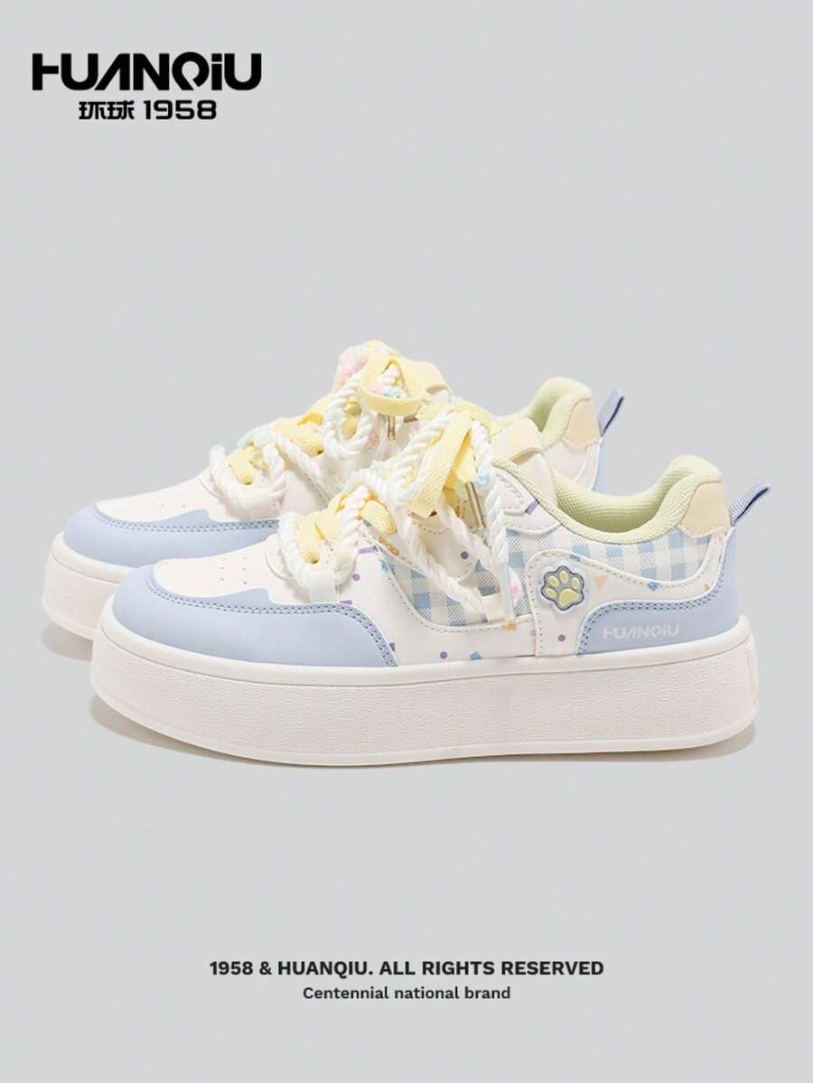 HUANQIU Damen Sneaker mit dicker Sohle, vielseitige Leinenschuhe ...