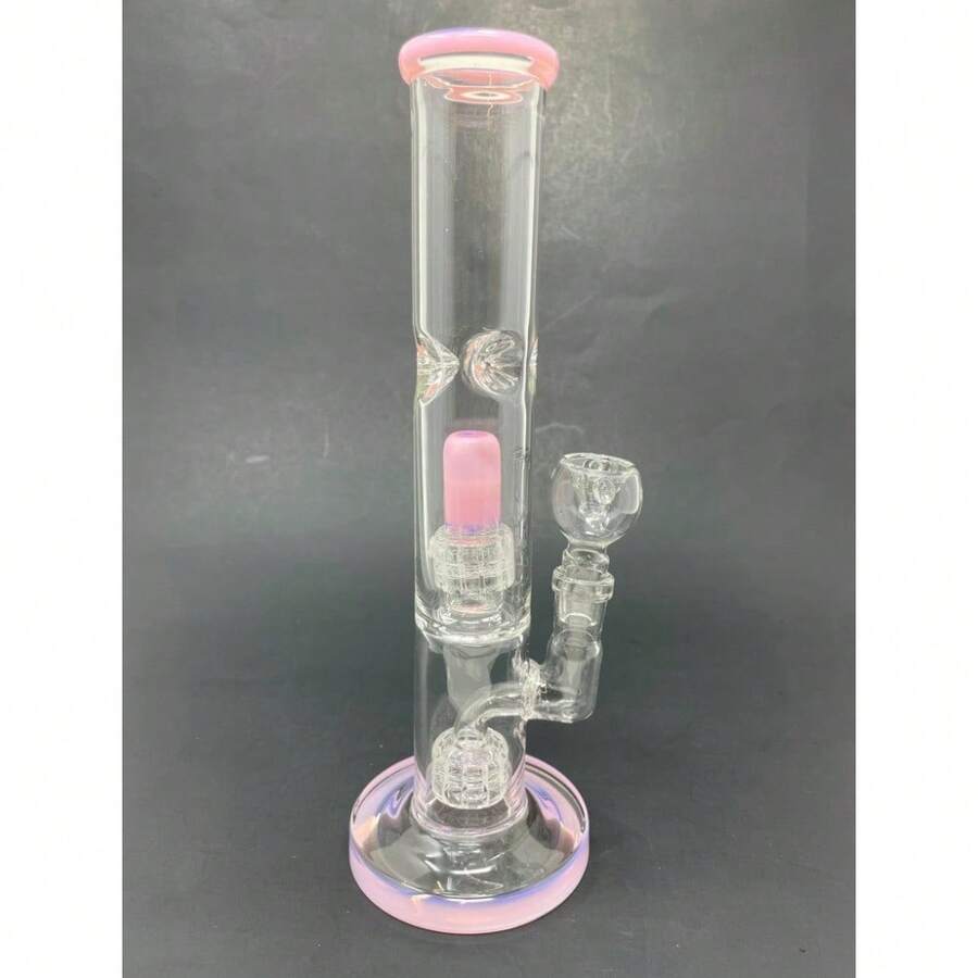 This 10-Inch Pink Glass Water Pipe Features Dual Percolators And A ...