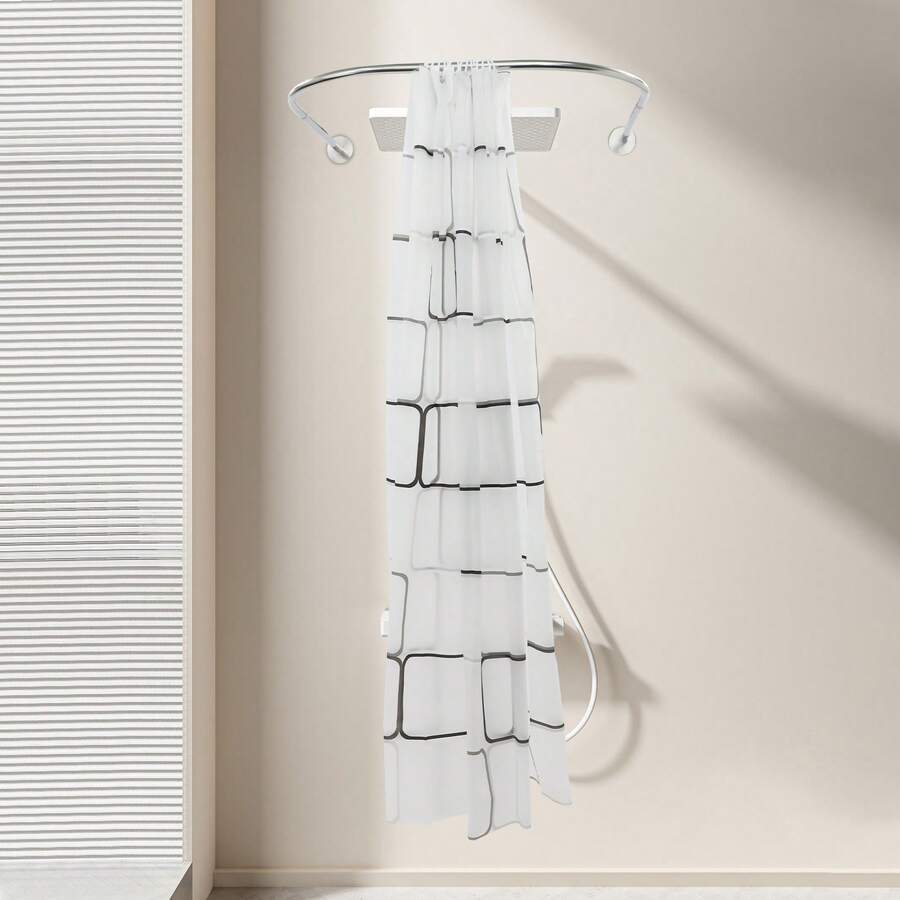Drill-Free Shower Rail U-Shaped Shower Curtain Rail Curved Bath Rail ...