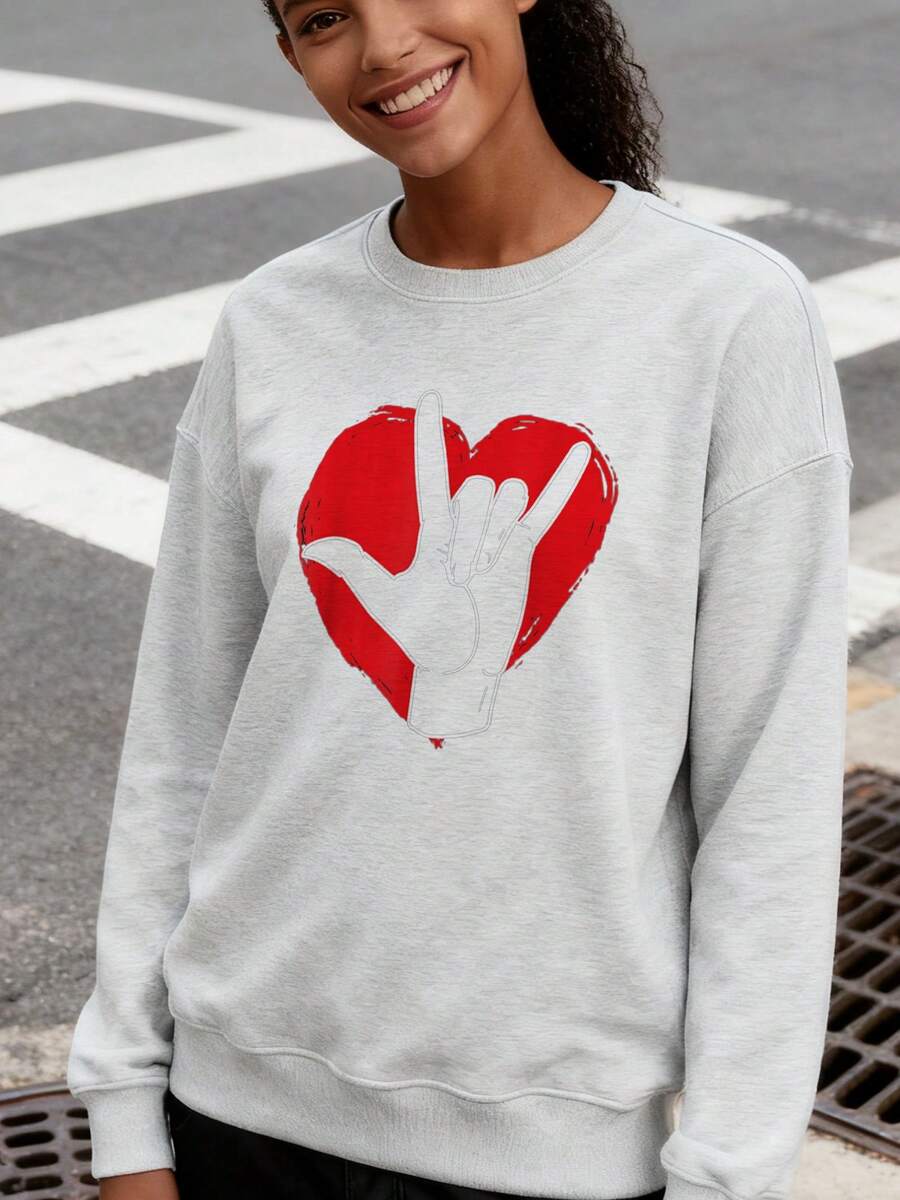 Sign Language I Love You ASL Heart Valentines Day Long Sleeve001 ...