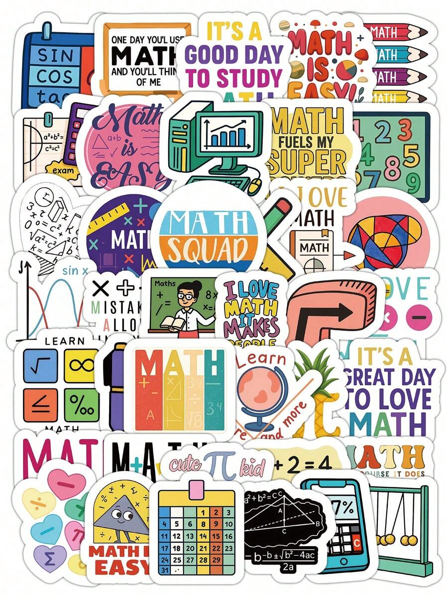 100-Piece Math Geek Stickers, Playful Educational Decals With Formulas ...