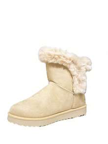 Flache, gefütterte Damen-Schneestiefel mit Plüschfutter und klassischem ...