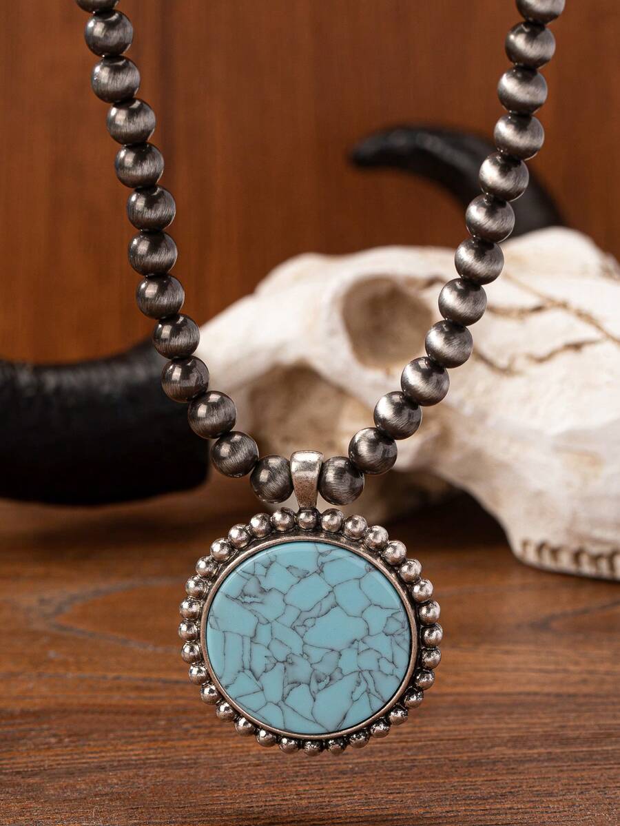 1 Pc Western Country Faux Pearl Beaded Necklace For Women , Rosary ...