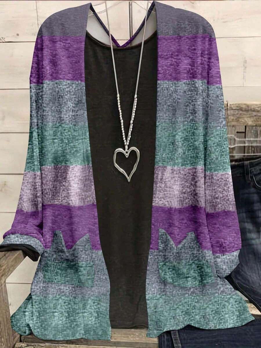 Große Größen Boho-Stil Farbblock Kimono Strickjacke Frau Gitter Tasche ...