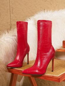 Sexy Mode spitz zulaufende Stiletto High Heel Stiefel bis zur Mitte des ...