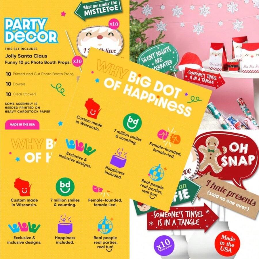 Funny Christmas Photo Booth Props Christmas Party Decorations Holiday ...