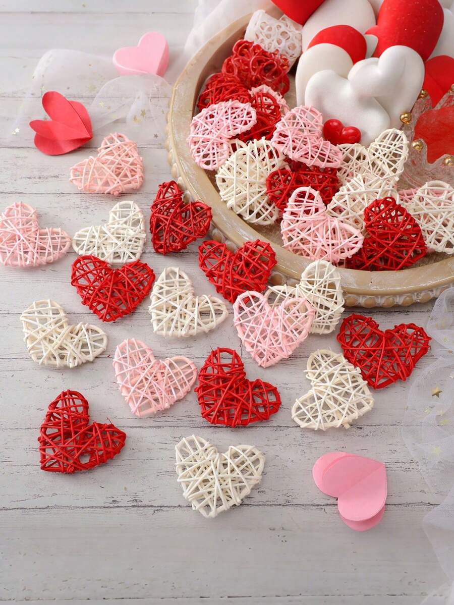 Heart-Shaped Rattan Ball, Heart-Shaped Valentine's Day Decor, Rattan ...