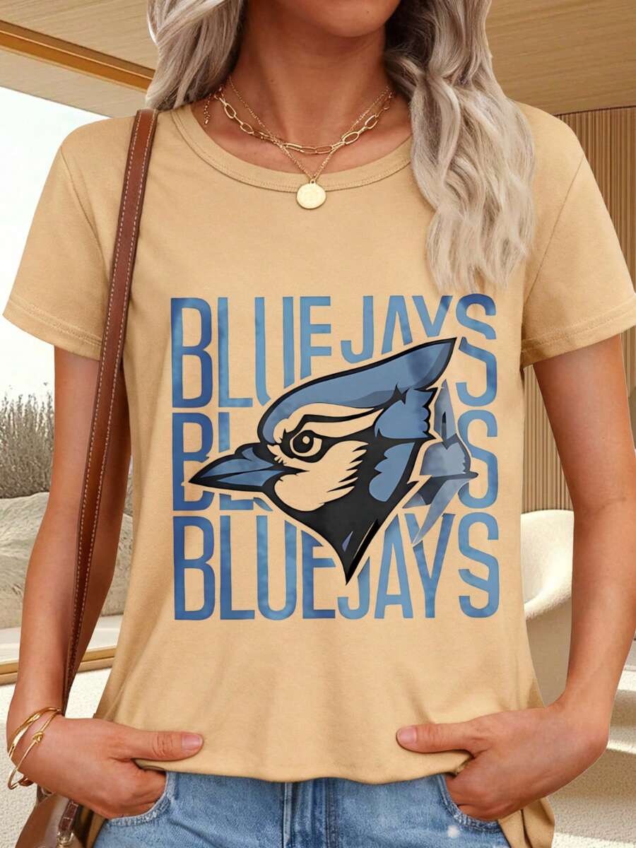 Camiseta de con Estampado de Blue Jays y Logo de Ave Azul para Deportes ...