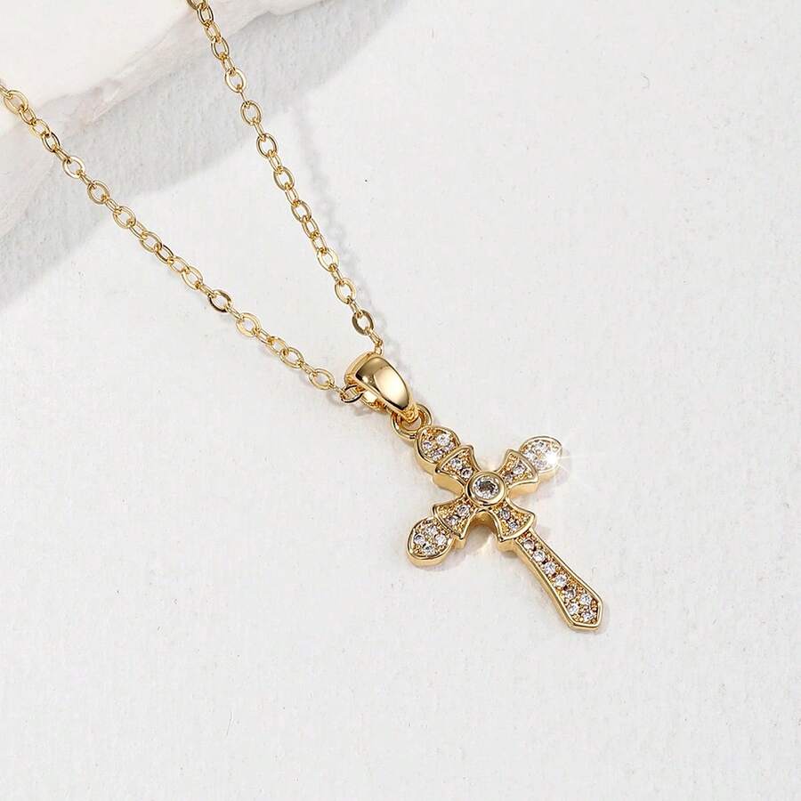 Mothers Day Gifts For Mom Upgraded Crown Cross Necklace For Women 14K ...