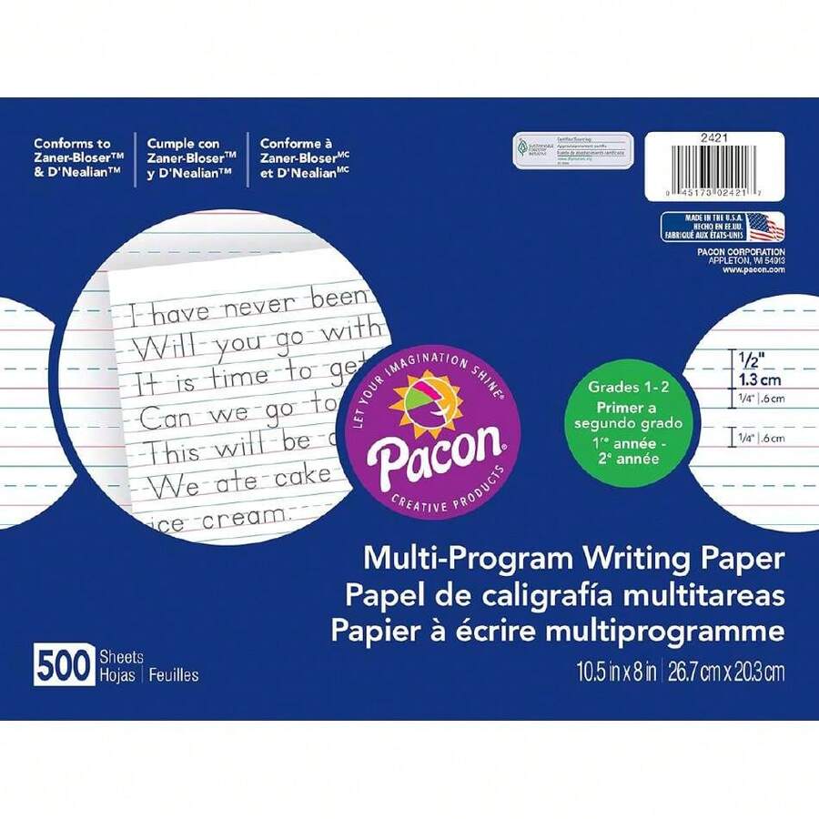 Multi-Program Handwriting Paper, 10 1/2 in X 8 in, D Nealian (Grade 1 ...