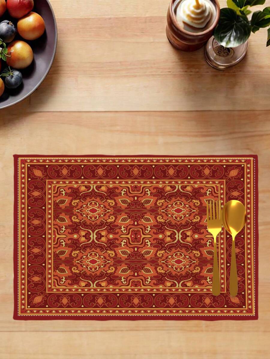 4Pcs Ramadan Kareem Red & Gold Moroccan Intricate Floral Geometric ...