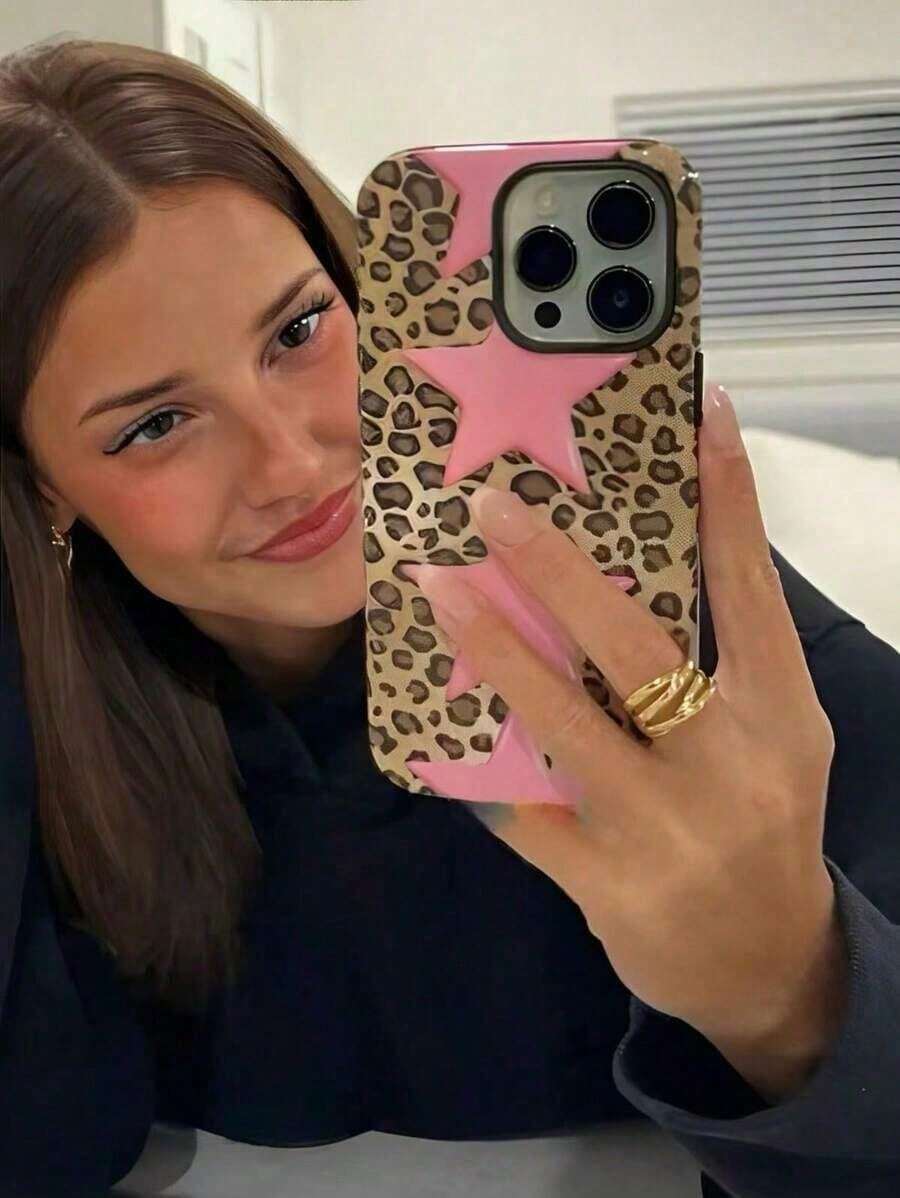 Star Leopard Print Phone Case Suitable For Compatible With 16, 15, 14 ...