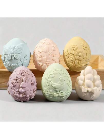 Easter Egg Candle Mold With Relief Butterflies, Four-Leaf Clover, Hen ...