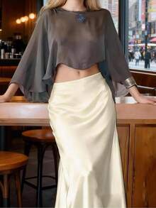 Women Sheer Poncho Shrug Lightweight See Through Knitted Mesh Shawl Y2k ...