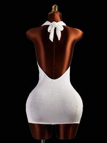 Fashionable Sexy One-Piece Halter Neck Ruffle Swimsuit Cover Up For ...