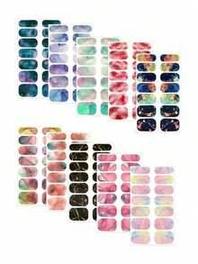 10 Sheets Marbled Nail Stickers Set - Women And Girls Self Adhesive ...