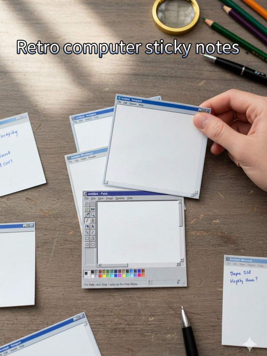 1/3pcs Retro Sticky Notes - Computer Drawing Board + Instant Messaging ...