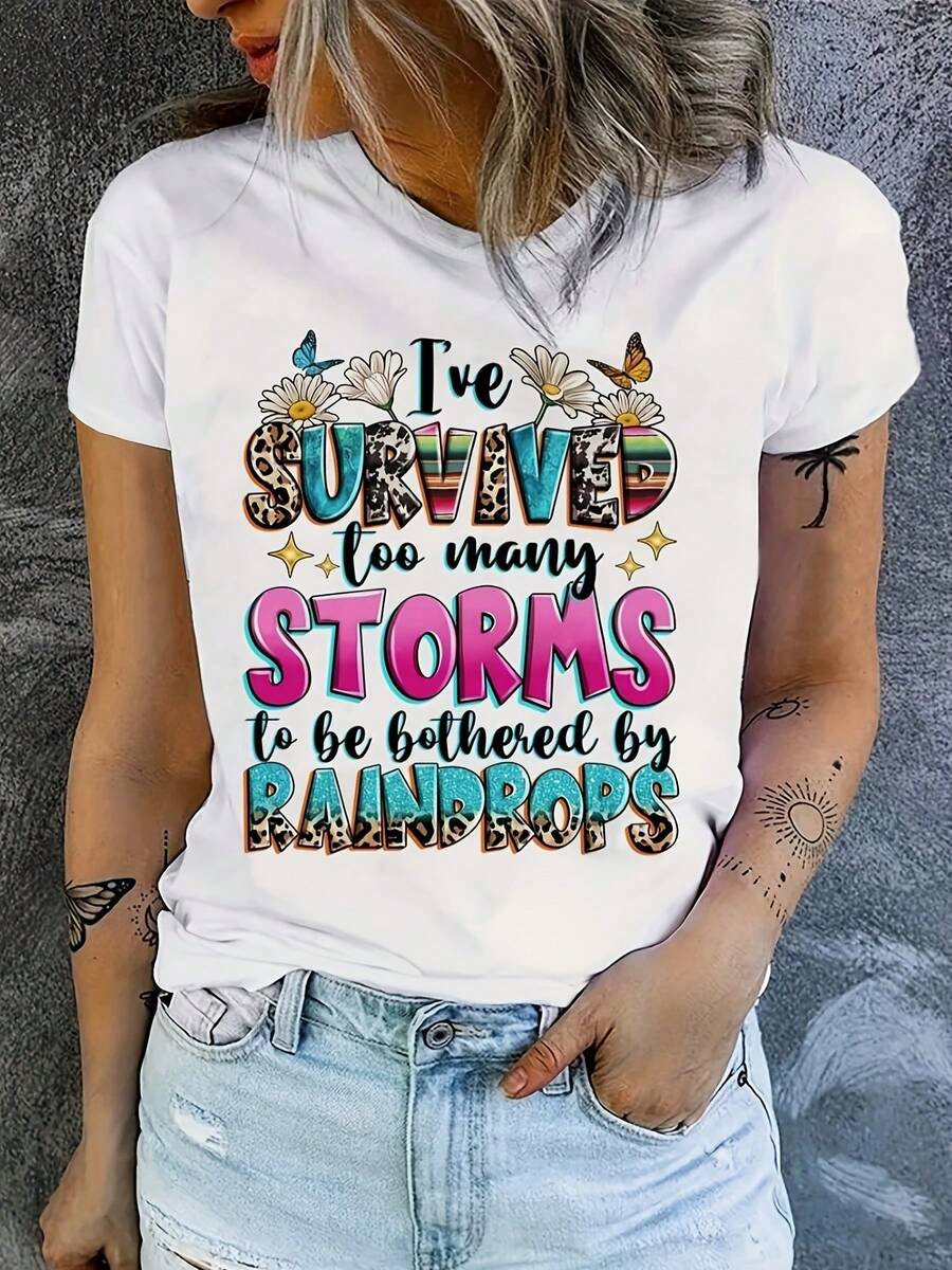 Women's 100% Pure Cotton T-Shirt With Inspirational Quote, Letter Print ...