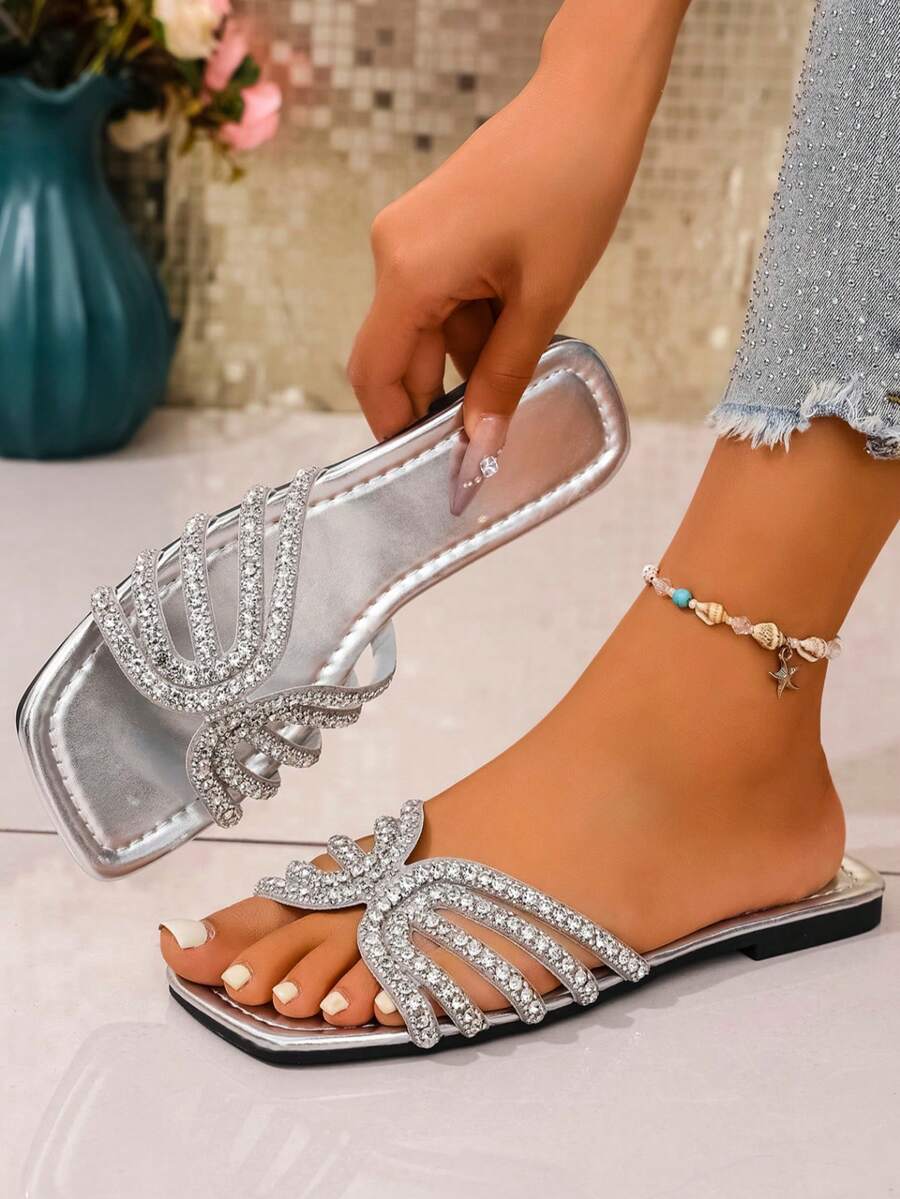 Teens/Girls' One-Strap Flat Slide Sandals, Casual Lightweight Slip-On ...