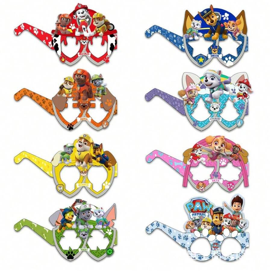 Paw Patrol Themed Party Photo Props Funny Paper Glasses, Birthday Party ...