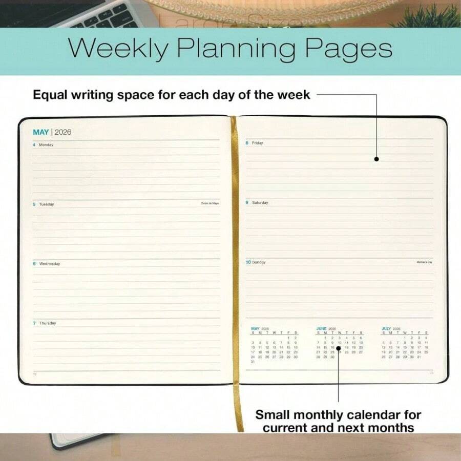 2026 Textured Cover Weekly Monthly Planner, 8 Inchx10 Inch: 14 Months ...