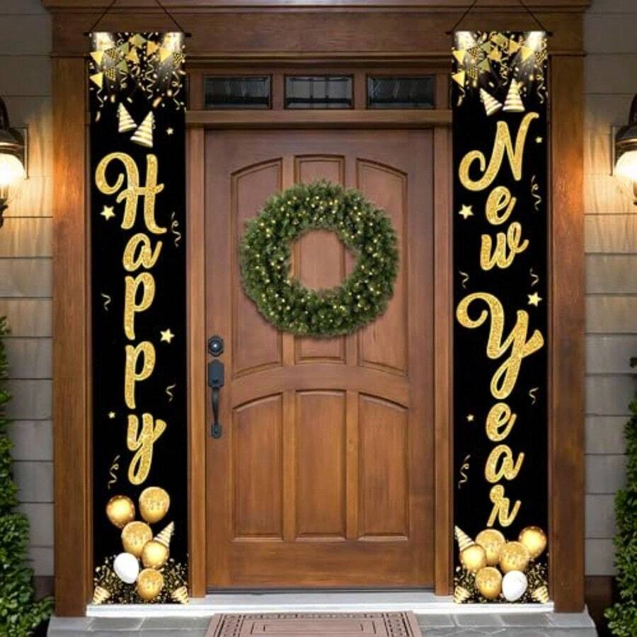 XtraLarge Happy New Year Door Banner - 72x12 Inch Scripted Door Banner ...