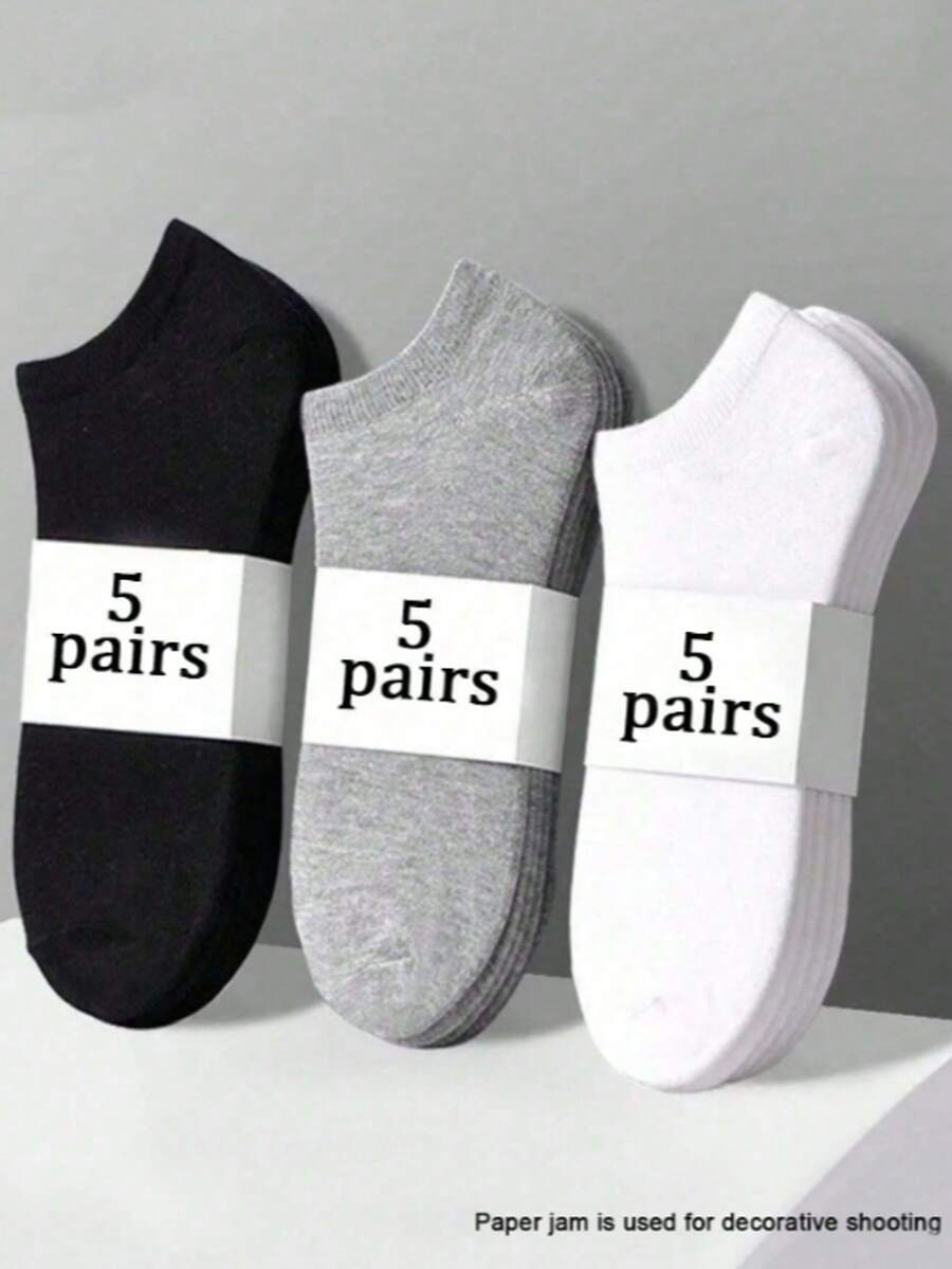 6/10/15 Pairs Women's Solid Black, White, Gray Fashion Casual Ankle ...
