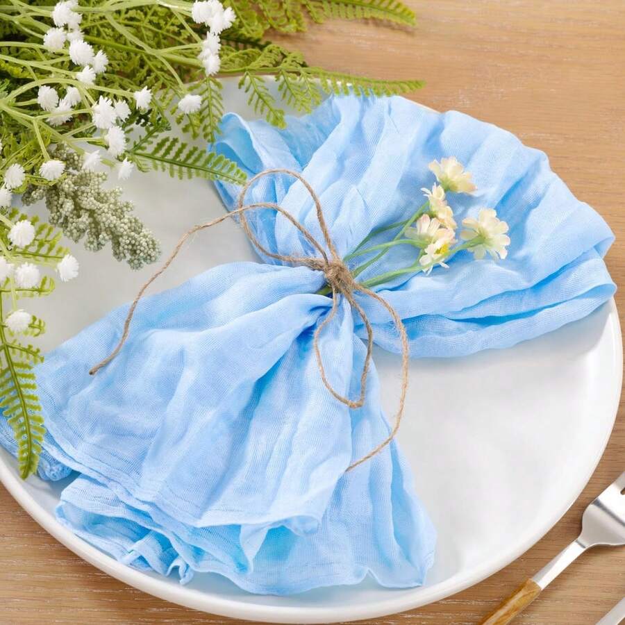 30pcs Sky Blue Cheese Cloth Napkins, Washable Bohemian Gauze Tablecloth ...