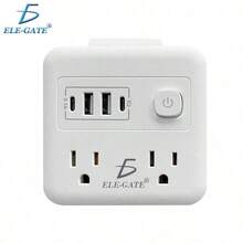 ELE-GATE 8-In-1 Multi-Outlet Power Strip With 4 Outlets, 2 USB Ports, 2 ...