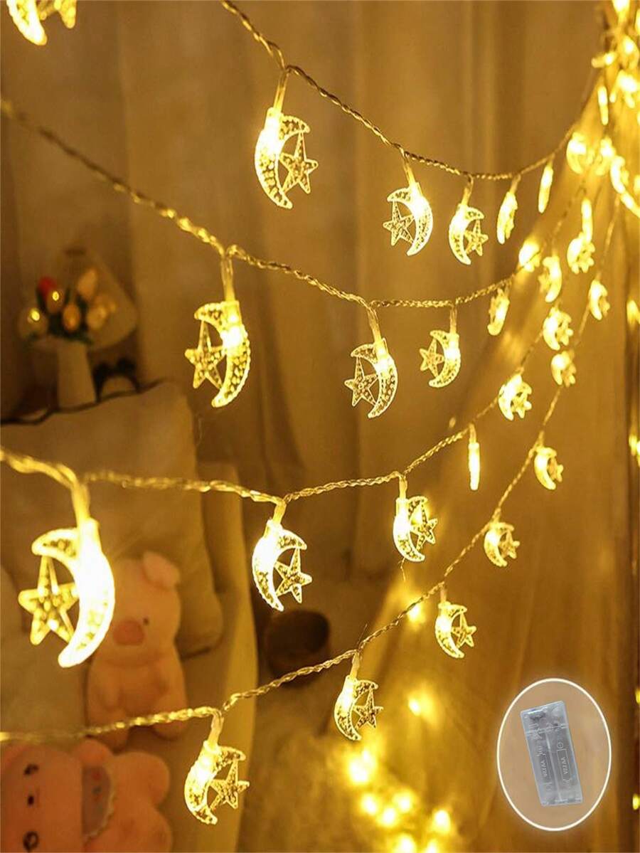 1pc Moon Star Mubarak String Lights, Decorations For Kareem Islamic ...