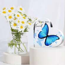 1/2pcs, Blue Butterfly Acrylic Heart-Shaped Decoration, Perfect For ...