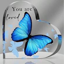 1/2pcs, Blue Butterfly Acrylic Heart-Shaped Decoration, Perfect For ...