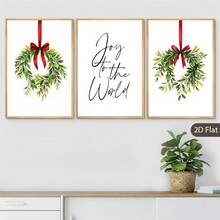Set van 3 oningelijste rode strik kerstkrans vintage poster festival ...