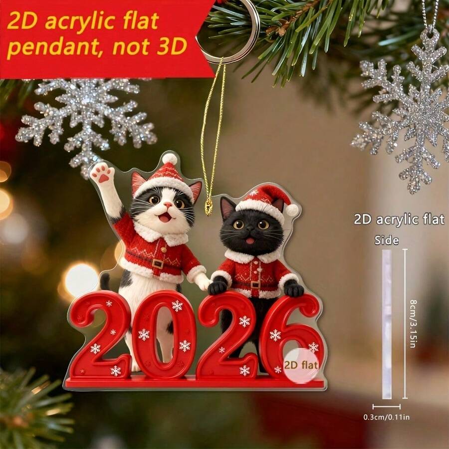 2D Flat, 1pc Santa Claus And Snowman Saying "Hi" Christmas Ornament ...