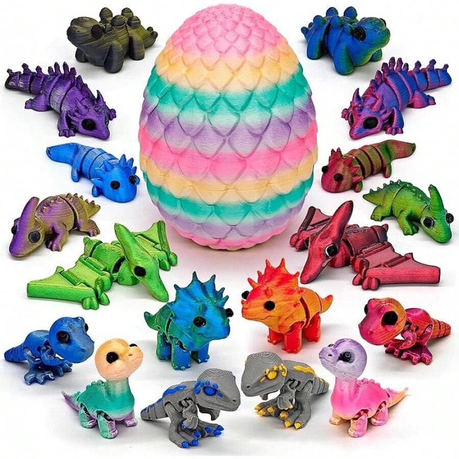 12PCS 3D Printed Eggs With Inside, Dinosaur Eggs Articulated Animal ...