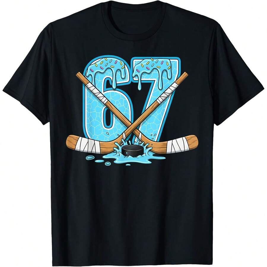 67 Ice Cream Drip Hockey Gen Alpha Slang Six Seven Meme T-Shirt | SHEIN EUR