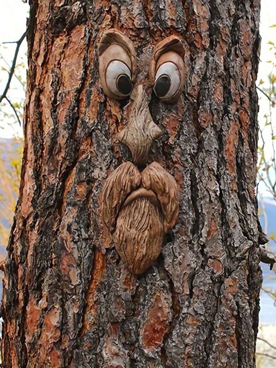 1pc Tree Face, Outdoor Tree Face, Tree Art, Outdoor Tree Decor, Tree ...