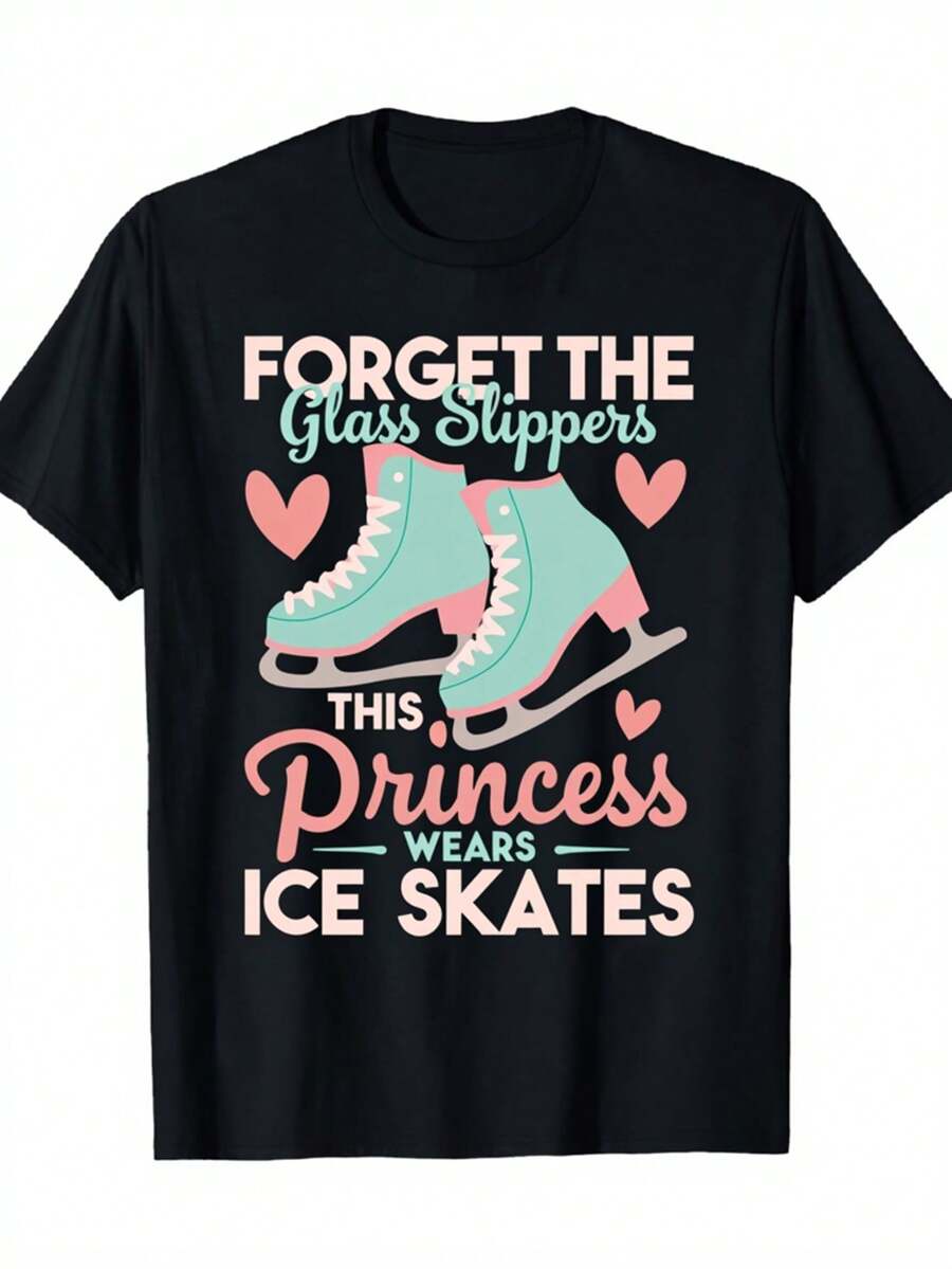 Funny Ice Skating T-Shirt For Women - "Forget The Glass Slippers, I ...